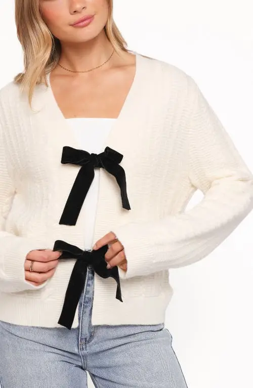 PETAL & PUP Velvet Bow Cardigan