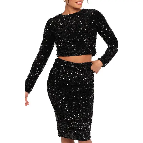 PETAL & PUP Quinne Sequin Crop Top