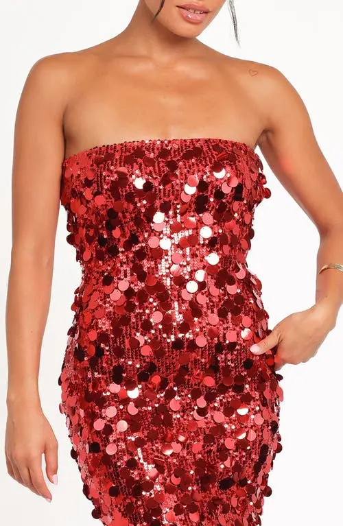 PETAL & PUP Karlie Sequin & Paillette Strapless Maxi Dress