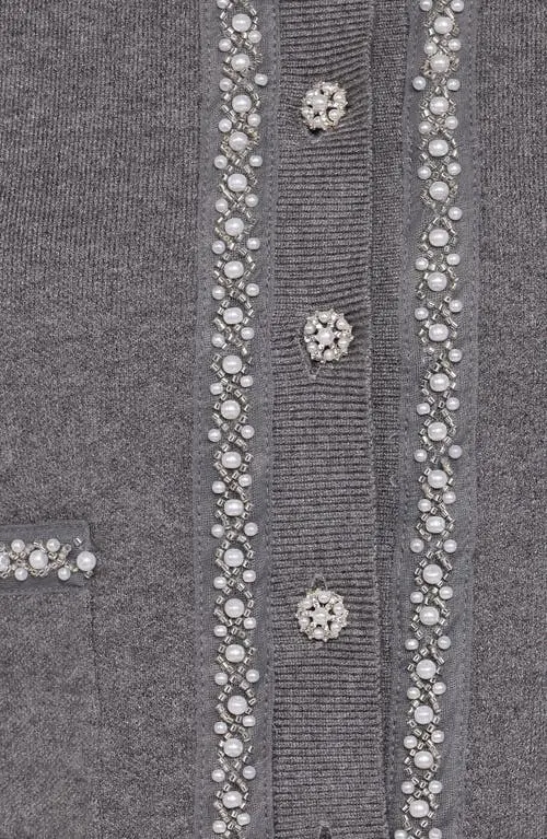 PETAL & PUP Embellished Cardigan And Pleated Miniskirt Set