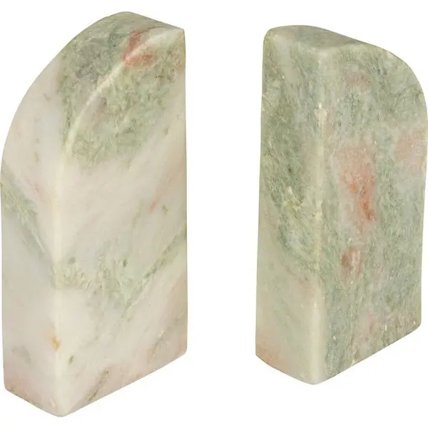 STORIED HOME Half Arch Marble Bookends - Green