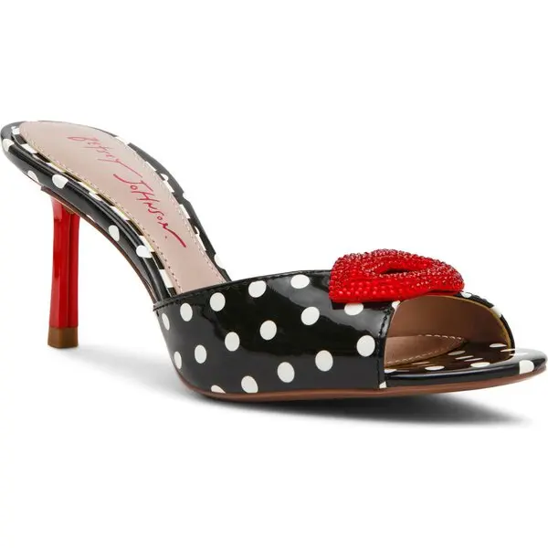 Betsey Johnson Casidy Stiletto Sandal - White/black Polka Dot