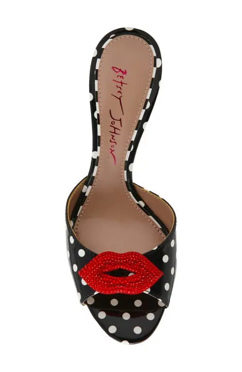 Betsey Johnson Casidy Stiletto Sandal - White/black Polka Dot