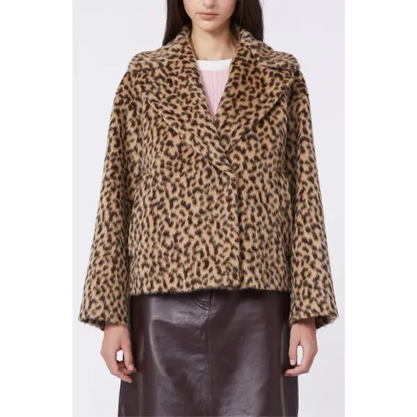 Max Mara Cheetah Print Wool-blend Pea Coat