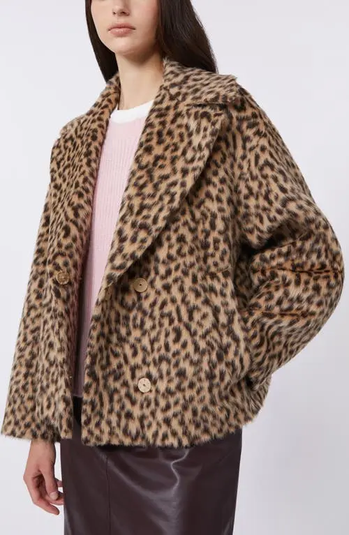 Max Mara Cheetah Print Wool-blend Pea Coat
