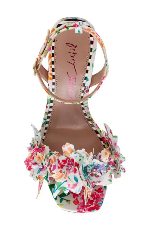 Betsey Johnson Hilley Ankle Strap Sandal - Natural Floral Multi