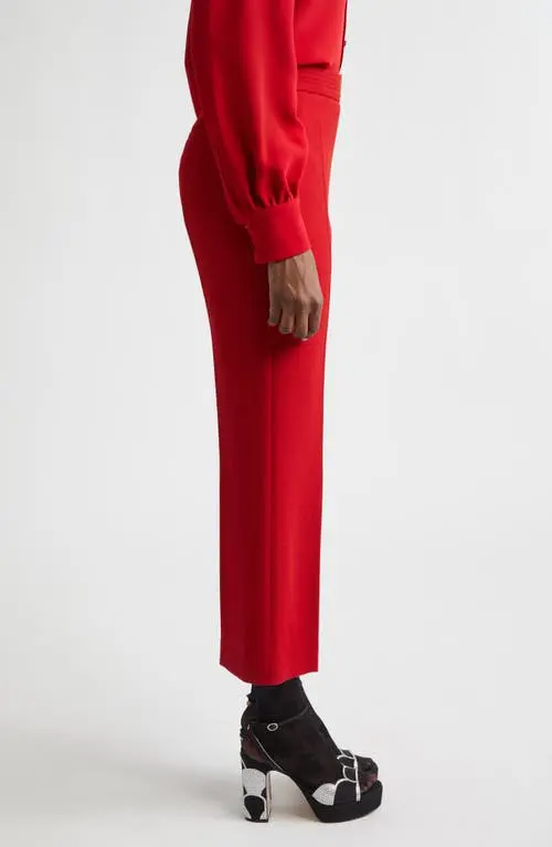Valentino Garavani Wool Crepe Crop Flare Pants - Deep Red