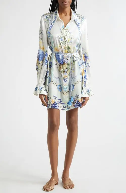 Camilla Floral Belted Long Sleeve Silk Shirtdress - My Homespun Heart
