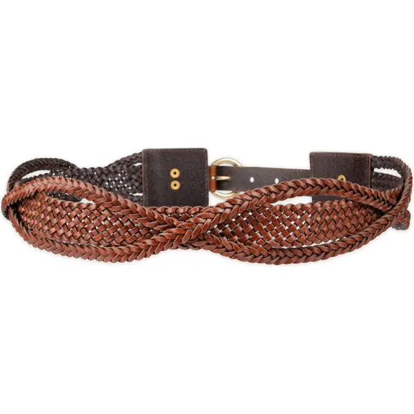 Sam Edelman Twist Braided Leather Belt - Brown