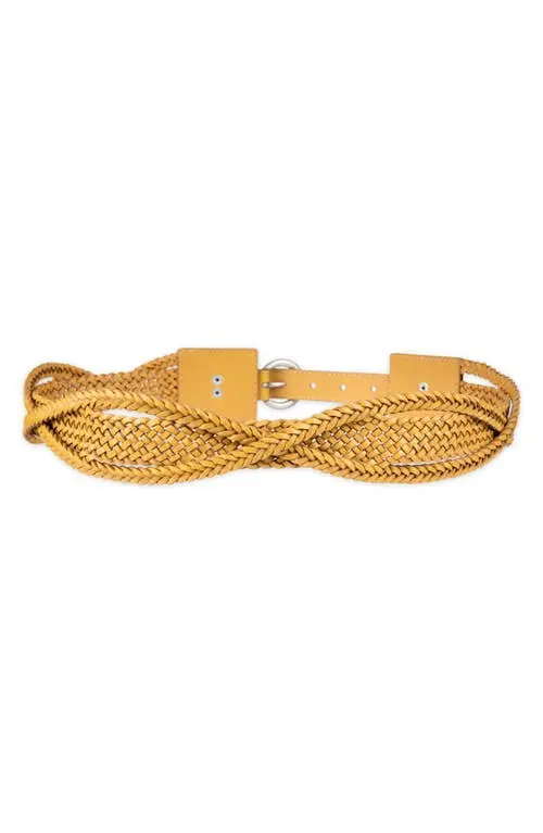 Sam Edelman Twist Braided Leather Belt - Mustard
