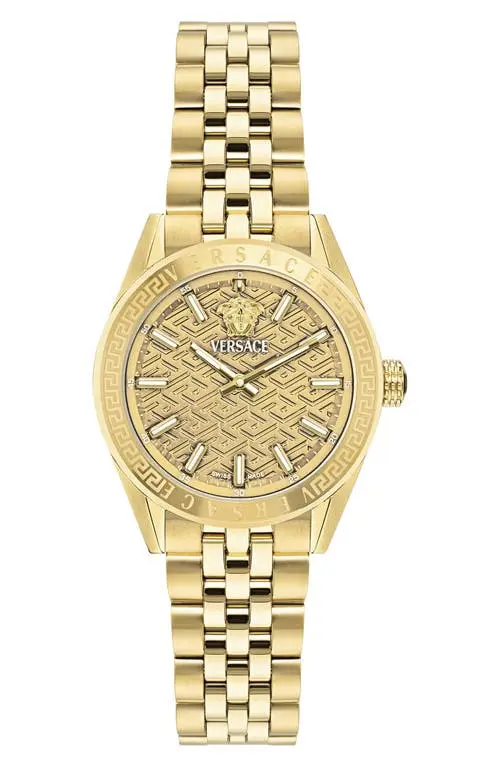 Versace V-code Bracelet Watch - Ip Yellow Gold