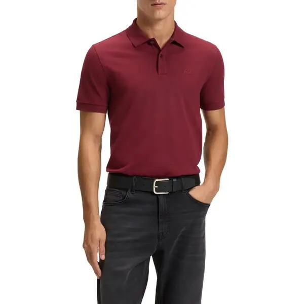 BOSS Pallas Cotton Piqué Polo - Dark Red
