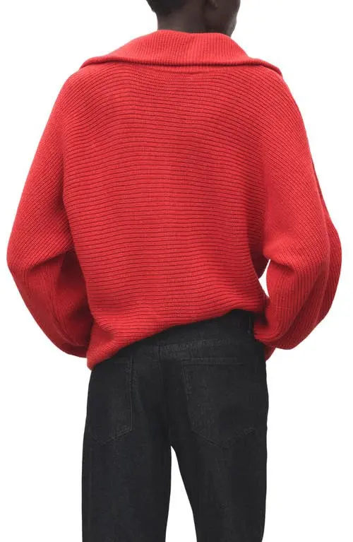 Mango Manzana Dolman Sleeve Polo Sweater - Red