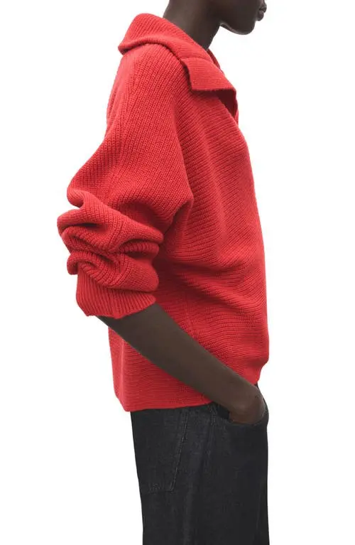 Mango Manzana Dolman Sleeve Polo Sweater - Red