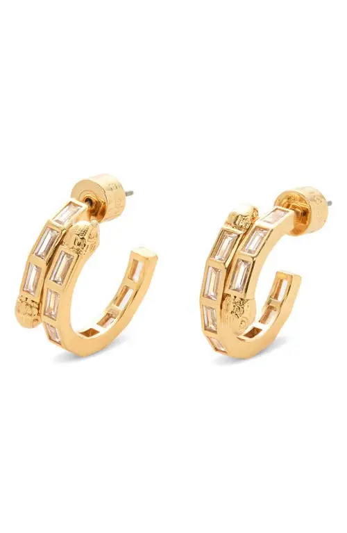 Kurt Geiger Crystal Baguette Hoop Earrings - Gold