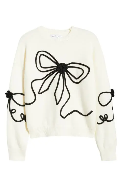 PETAL & PUP Isiora 3d Embroidered Bow Sweater