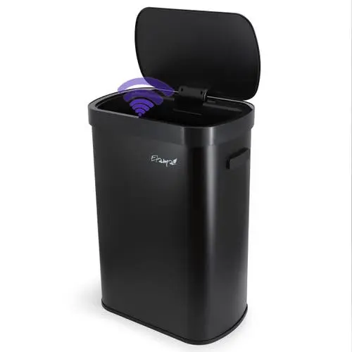 ELAMA 13 Gallon Automatic Sensor Hands Free Trash Can - Black