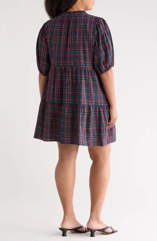 SUGARLIPS Chapman Plaid Puff Sleeve Dress