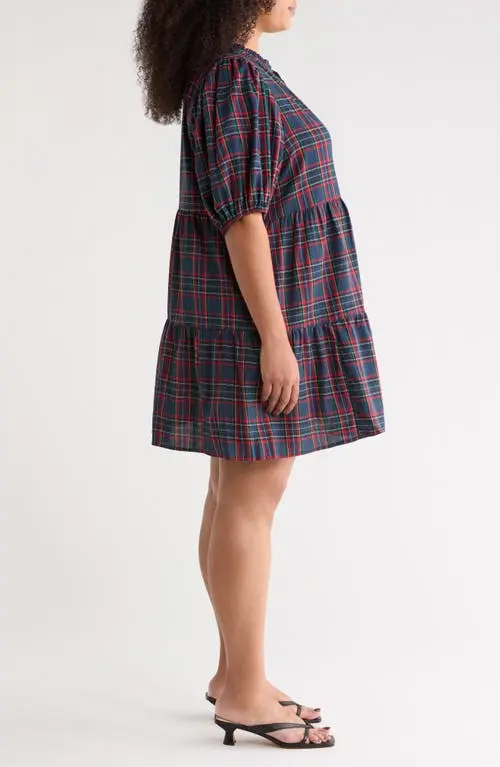 SUGARLIPS Chapman Plaid Puff Sleeve Dress