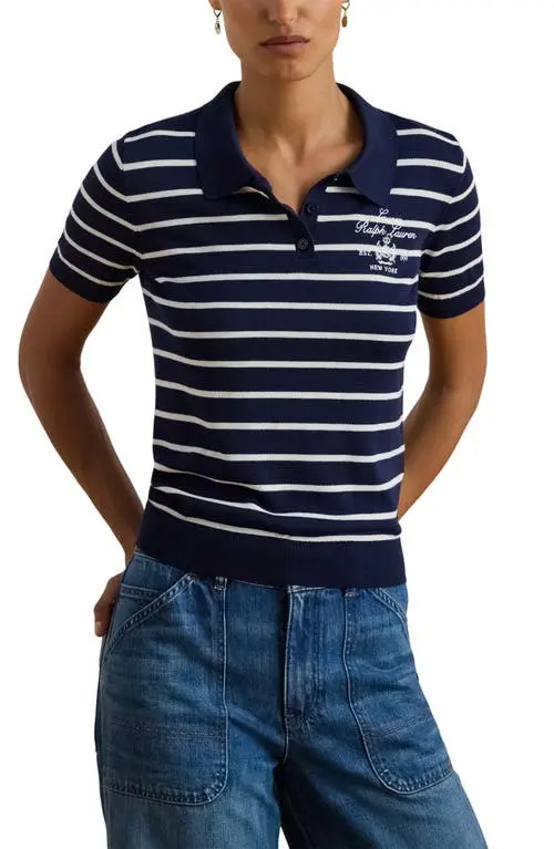 Ralph Lauren Striped Cotton-blend Polo Top