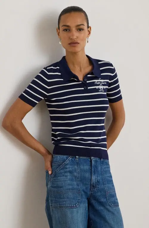 Ralph Lauren Striped Cotton-blend Polo Top