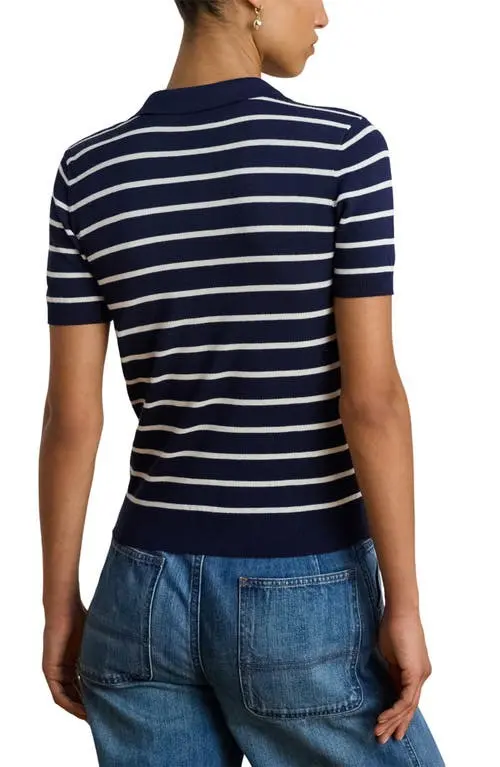 Ralph Lauren Striped Cotton-blend Polo Top