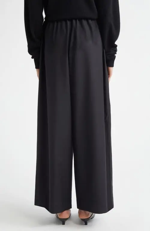 TOTEME Wide-leg Wool Drawstring Trousers - Black