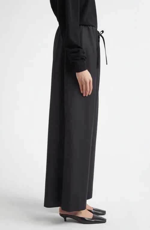 TOTEME Wide-leg Wool Drawstring Trousers - Black
