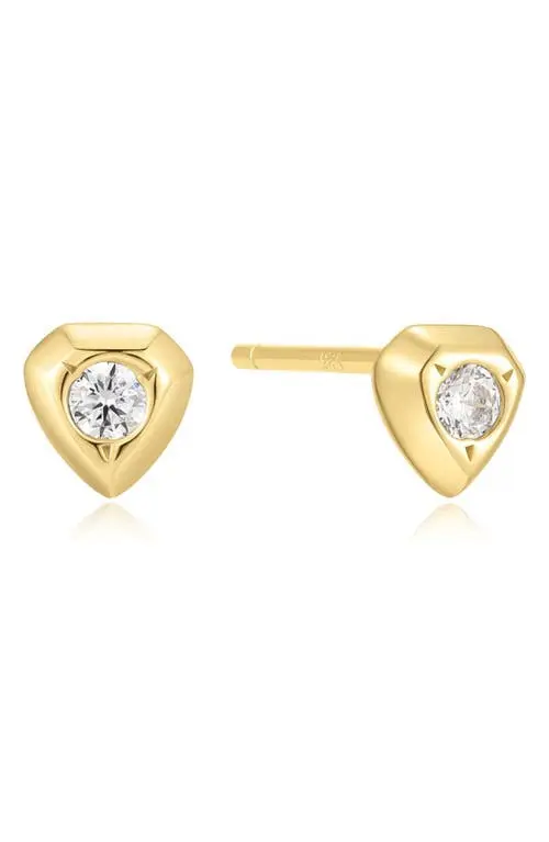 ANIA HAIE Sparkling Shield Stud Earrings - Shiny Gold
