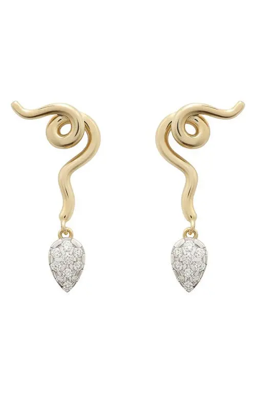 Bea Bongiasca Pavé Diamond Vine Drop Earrings - Gold