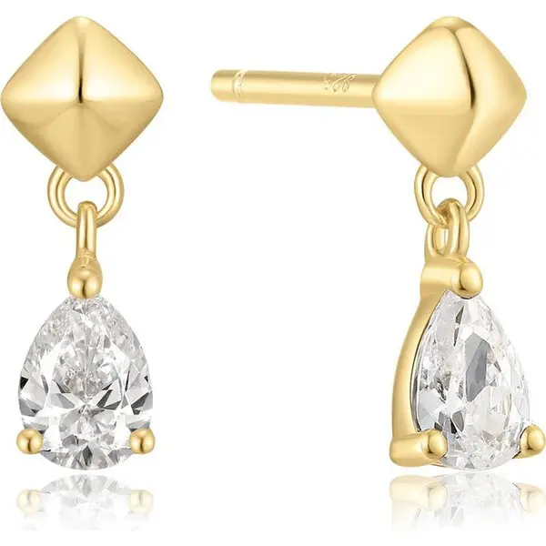 ANIA HAIE Pyramid Drop Earrings - Shiny Gold