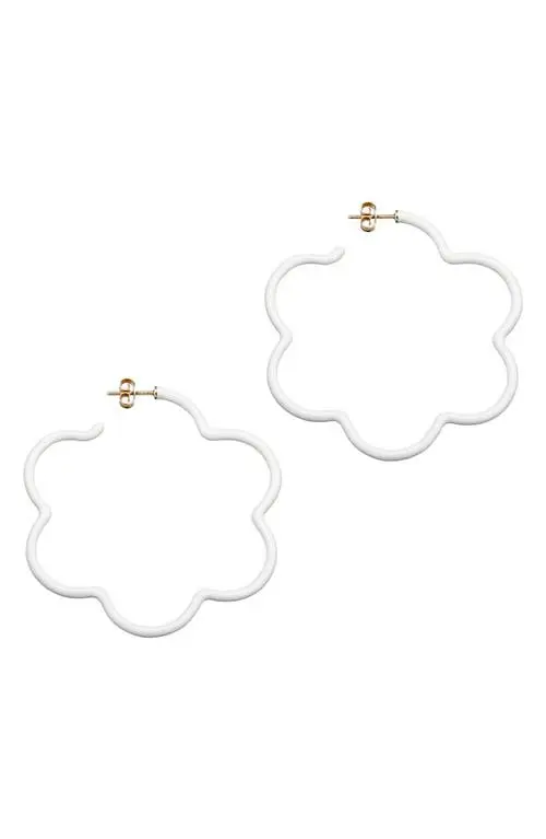 Bea Bongiasca Flower Enamel Hoop Earrings - White