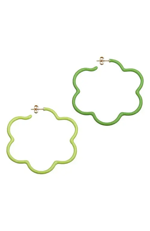Bea Bongiasca Flower Two-tone Hoop Earrings - Green