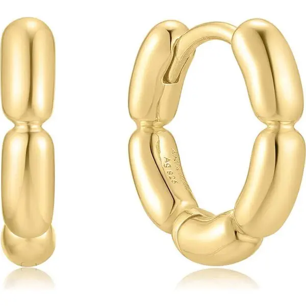 ANIA HAIE Puffy Huggie Hoop Earrings - Shiny Gold