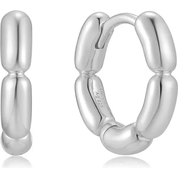 ANIA HAIE Puffy Huggie Hoop Earrings - Silver