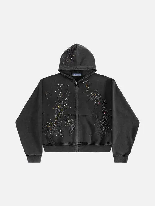 AELFRIC EDEN Rhinestone Embellished Zip-up Hoodie