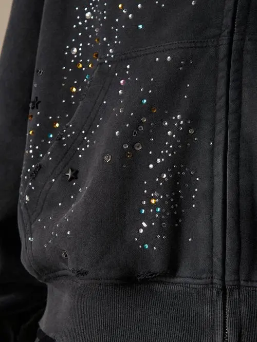 AELFRIC EDEN Rhinestone Embellished Zip-up Hoodie