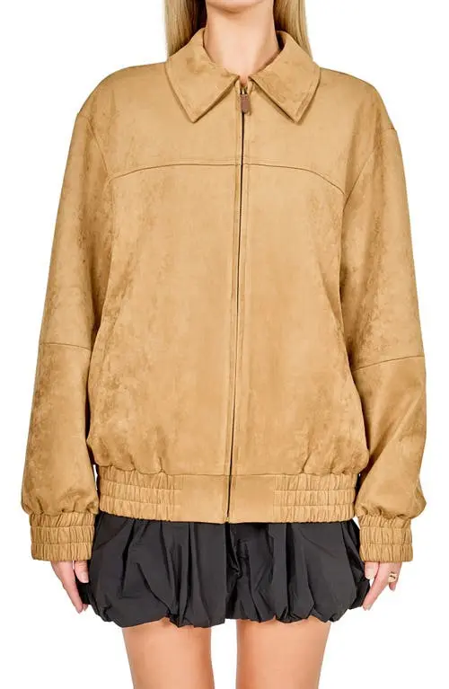 Endless Rose Faux Suede Jacket - Camel
