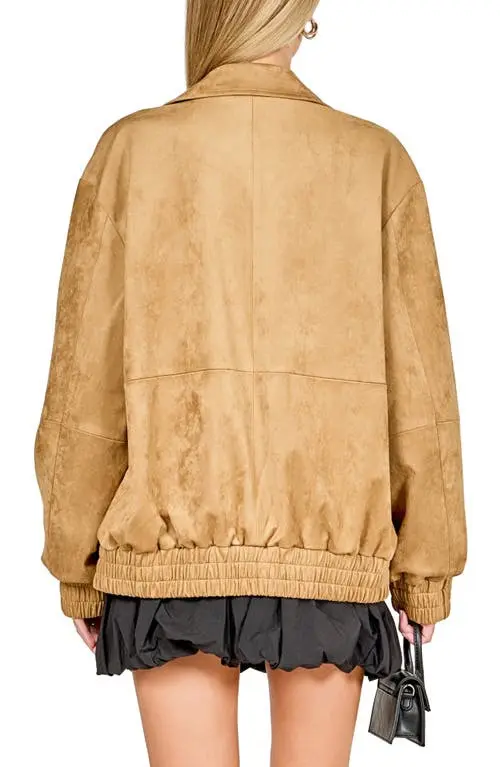 Endless Rose Faux Suede Jacket - Camel