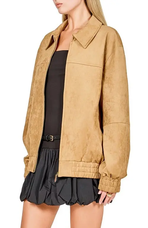 Endless Rose Faux Suede Jacket - Camel