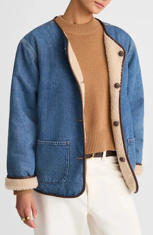 Madewell Reversible Denim And Faux Shearling Jacket - Petersburg Wash