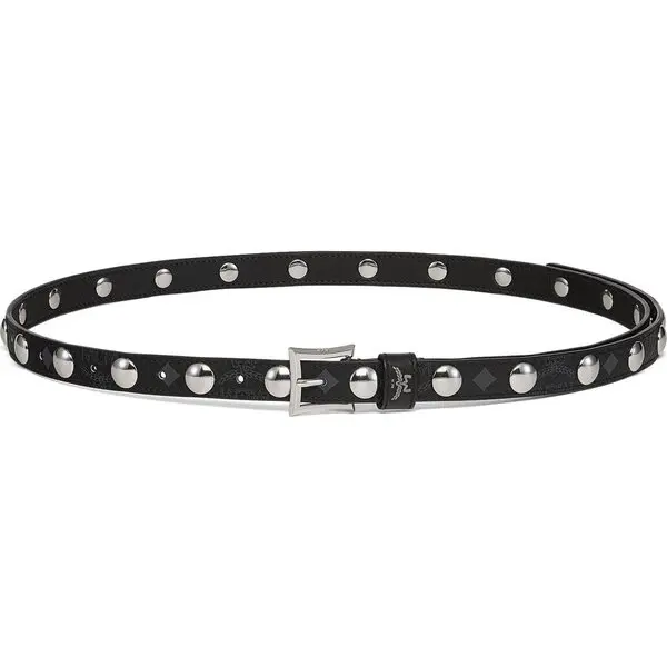 Mcm Aren 1" Belt In Galactic Gala Leather - Black