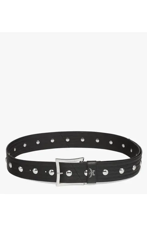 Mcm Aren 2" Belt In Galactic Gala Leather - Black