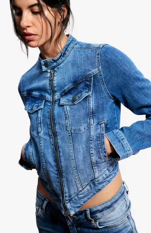 Desigual Asymmetric Stretch Denim Jacket