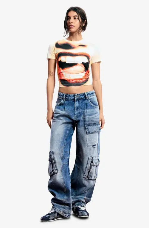 Desigual Wide-leg Cargo Jeans