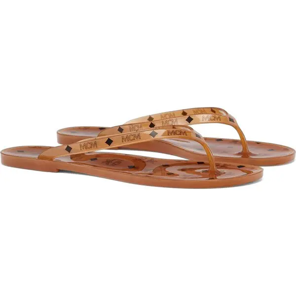 Mcm Monogram Jelly Thong Sandals - Cognac