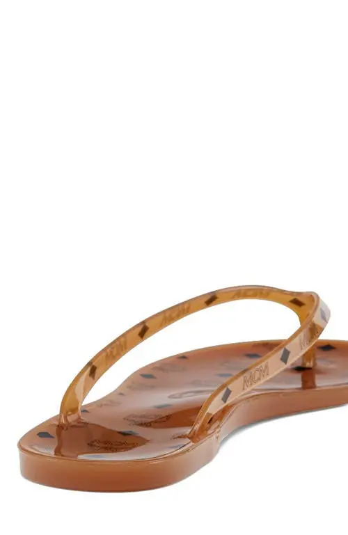Mcm Monogram Jelly Thong Sandals - Cognac