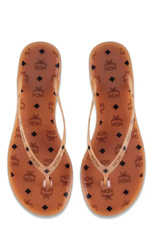 Mcm Monogram Jelly Thong Sandals - Cognac