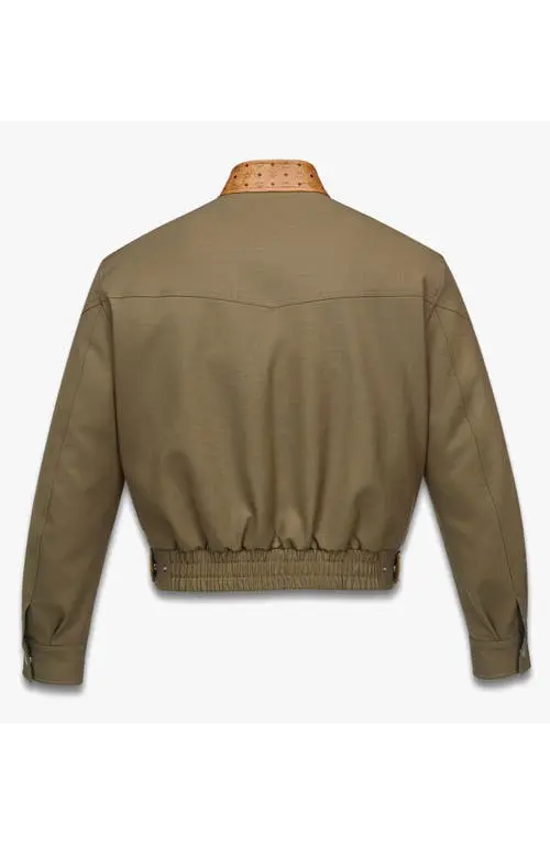 Mcm Jacket In Wool Twill And Monogram Print Leather