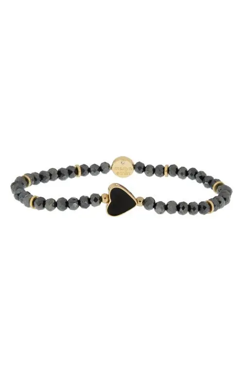 MARLYN SCHIFF Shari Beaded Stretch Bracelet - Hematitie/black